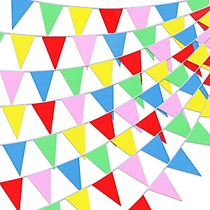 CHENGU 20 Sets 1640 ft 1000 Pcs Flag Pennants Bulk Pennant Banner Multicolor Outdoor Garland Grand Opening Banner Nylon Triangle Flag Banner for Birthday Carnival Theme Party Decorations (Colorful)