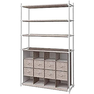 llibnn Shoe Rack,Shoe Storage Organizer,8 Tier Shoe Cabinet with Cloth Drawer Iron Frame Fabric Shoe Shelf for Living Room, Entryway, Hallway and Bedroom,8430132cm