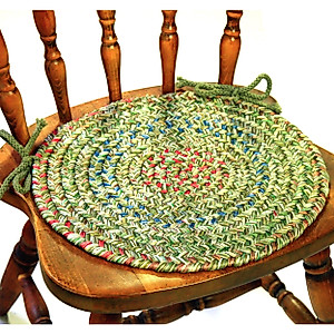 Rhody Rug Sophia SO45 Burgundy Red 15" x 15" Chair Pad Set-of-4 - Round Chair Cushion with Ties for Round Shaped Patios, Dining Room Seat - Seat Cushions, Ideal as Home Decor - Made in USA