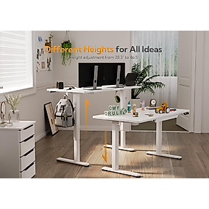 Claiks Standing Desk with Drawers, Stand Up Electric Standing Desk Adjustable Height, Sit Stand Desk Computer Workstation, 48 Inch, White