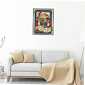 Asakkura Rhinestone Beads Christmas Cross Santa Winter Home Craft Kit Kits Crafts DIY Drill Full Gnomes Art Decor Adults Rhinestone Wall Diamond Gift Gem D Painting Beads for Claus Decorative Beads