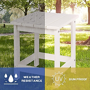 LZRS Adirondack Square Side Table, Pool Composite Patio Table,HDPE End Tables for Backyard,Pool, Indoor Companion, Easy Maintenance & Weather Resistant(White)