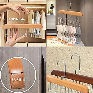 Bra Tank Top Hanger for Closet : Thickened Wooden Storage Rack Hangers with 2 Pack 16 Hooks Tie Belt Purse Ropa Hat Scarf Organizers for Woman Man (Original)