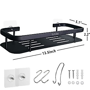Emblshnt 2-Pack Shower Rack, Self Adhesive Shower Shelves, Shower Shelf for Inside Shower, Shower Organizer Corner Shower Caddy, Shower Racks for Inside Shower Storage, Black Shower Caddy Corner