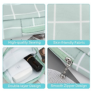 Desing Wish Sanitary Pad Storage Bag Portable Period Bag for Teen Pads/Sanitary Napkins/Small Tampons, Sanitary Napkin Storage Bag First Period Gifts for Teen Girls (Green Plaid)