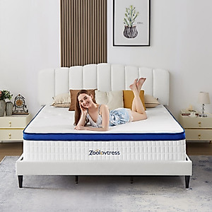 Zeelovtress California King Mattress 14 Inch, Gel Memory Foam Hybrid Mattress with Lyocell Fabric and Individual Pocketed Coils, Medium Firmness for Support, Low Motion Transfer, and Pressure Relief
