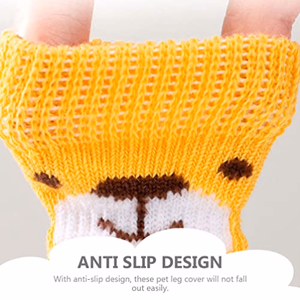 VILLCASE Pet Leg Warmers Knitted - 4PCS Thick Elastic Cute Dog Hock Protector Covers Warm Puppy Leg Sleeves for Small Medium Dogs Cats (Yellow)