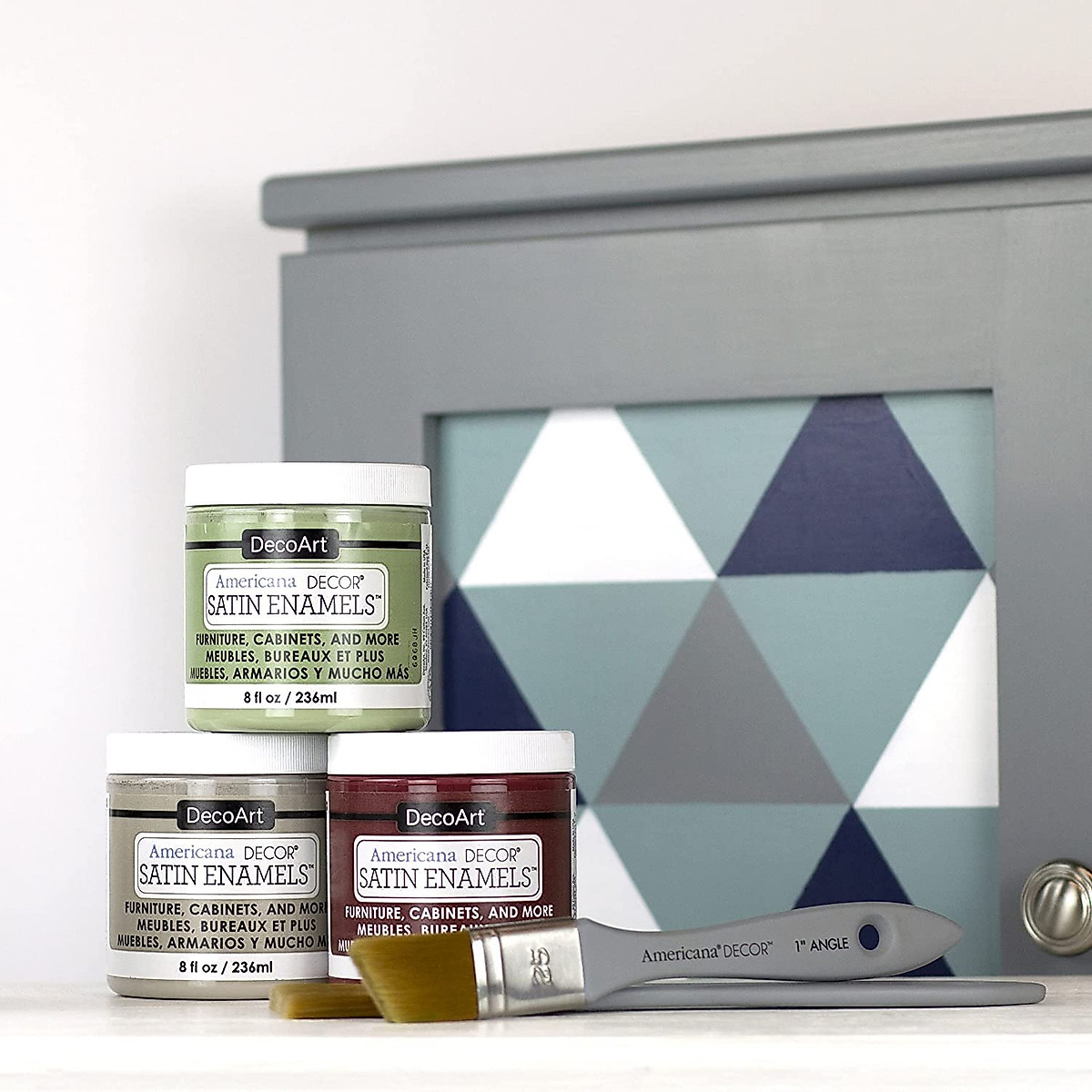 DecoArt Americana Decor Satin Enamels - 2 Pack 8 Oz Classic Black Acrylic Paint Set for Wall Decor, Kitchen Decor, Home Decor Wall Art - DIY Projects & Home Design Furniture Paint Set with E-book