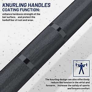 E.T.ENERGIC 7ft Olympic Barbell 45lb Barbell Bar Men's 1500-lbs Capacity Alloy Steel for 2" Olympic Plates for Weightlifting, Powerlifting, Gym Home Exercises