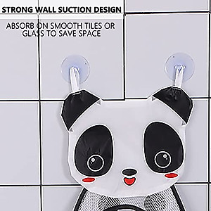 NAPCORE Cartoon Panda Bathing and Water Playing Toy Storage Bag Bathroom with Sucker Durable Net Bag Design Strong Wall Absorbing Duvet Storage