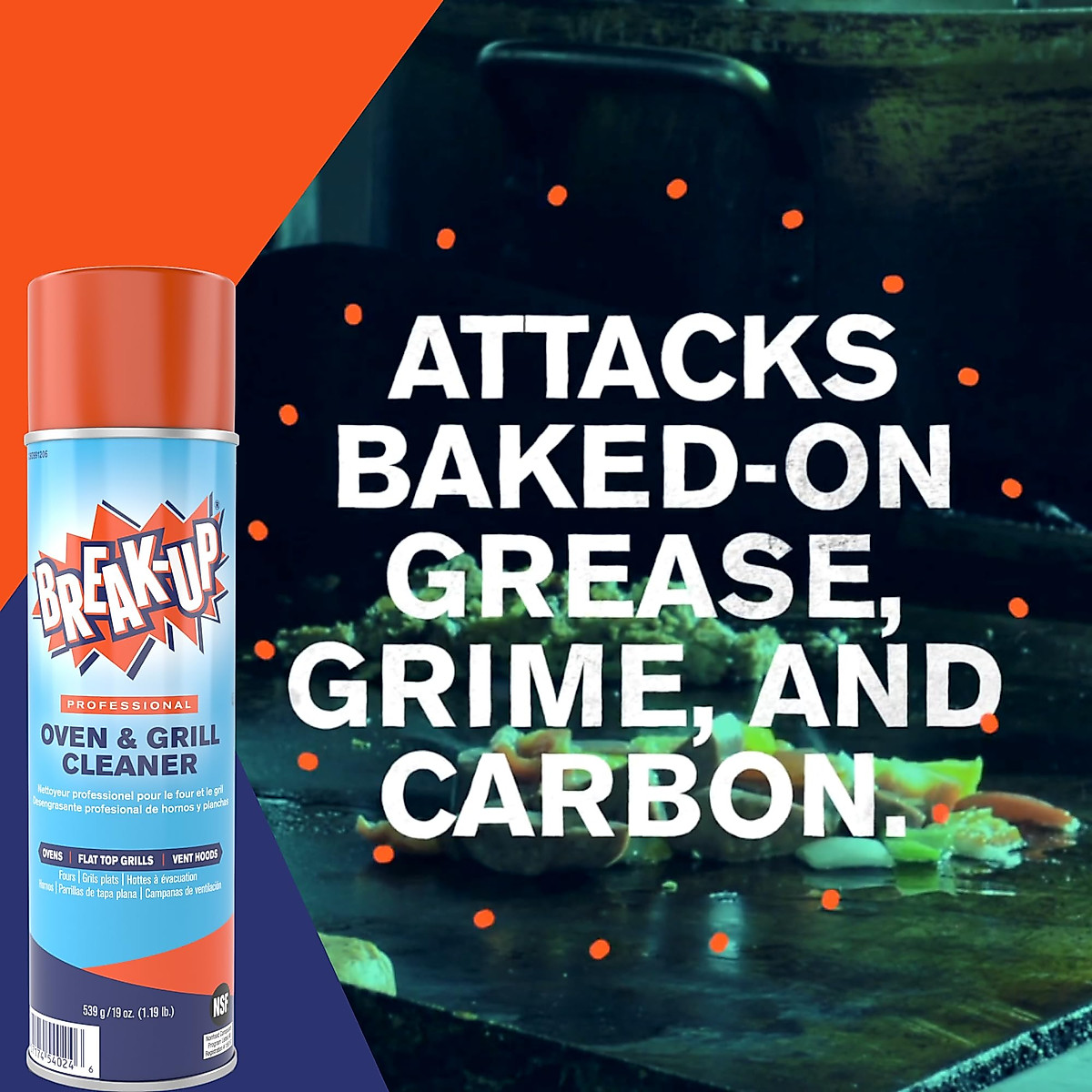 Diversey CBD991206 Break-Up Professional Oven & Grill Cleaner, Heavy Duty Spray Removes Baked on Grease, Aerosol, 19-Ounce (Pack of 6)