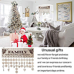 Family Birthday Calendar Board DIY Wooden Birthday Reminder Wall Hanging Calendar Plaque for Mom Dad with 100 Piece Wooden Discs