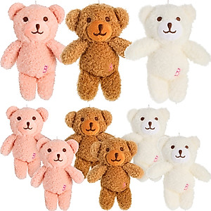 Zomiboo 9 Pieces Plush Mini Stuffed Animal Toys Tiny Soft Bear Bunny Doll Small Furry Doll Wedding Present Box Doll Toy for Halloween Christmas Baby Shower Party (Bear Style,6 Inch)
