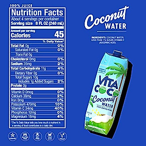 Vita Coco Coconut Water, Pure, 33.8 Fl Oz