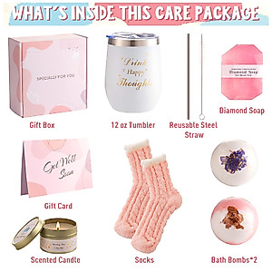Get Well Soon Gifts for Women,Get Better Soon Care Package Gift Basket for Sick Friends After Surgery,Feel Better Self Care Sympathy Gift,Thinking of you Box for Mom Her Female with Coffee Tumbler