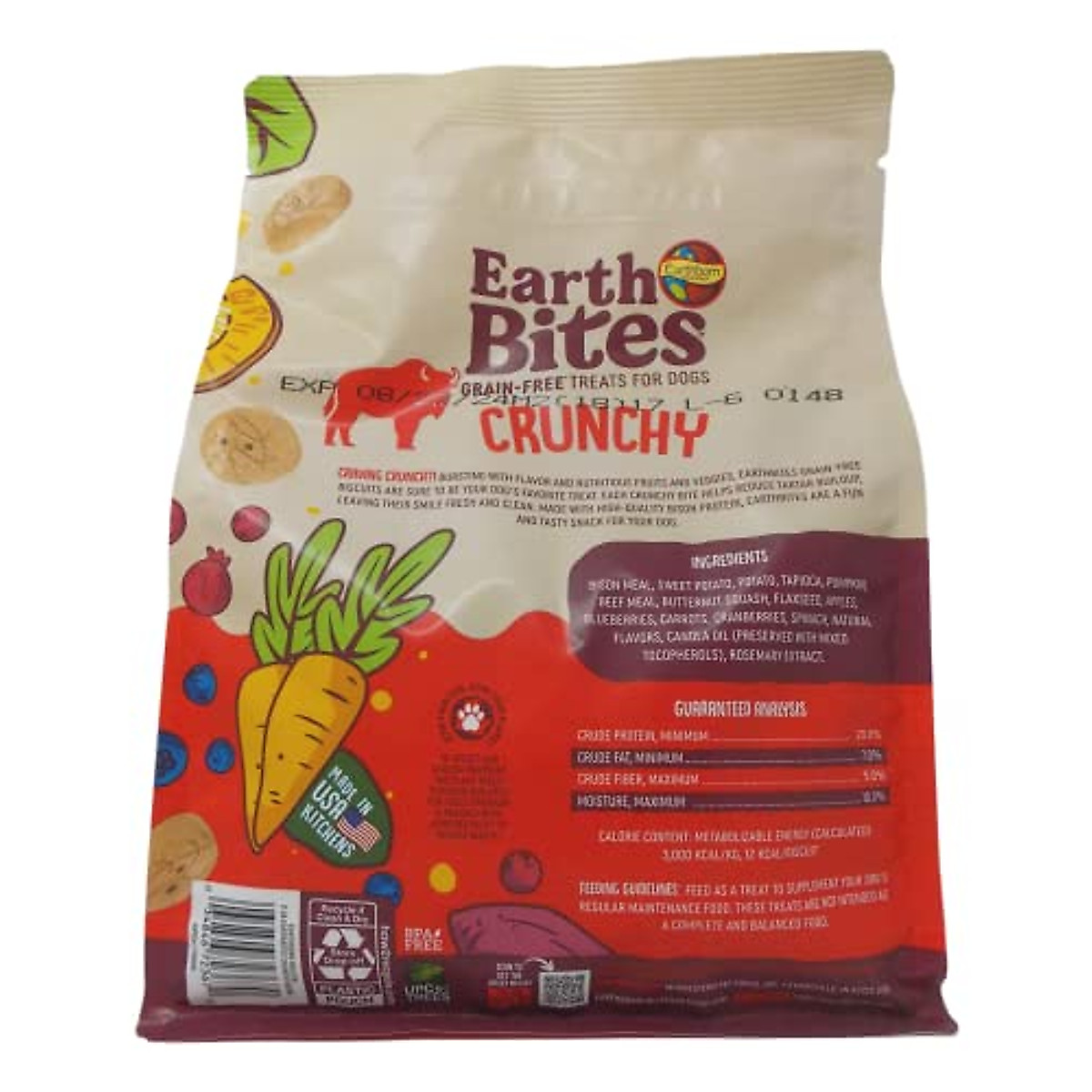 Suretails Earthborn Holistic Dry Dog Food, 32 Ounces, Bison Protein, Grain-Free Dog Treats Bundle with Silicon Pet Bowl - Includes Rope Toy & Animal Facts Booklet Dog Buiscuits [Pack of 1]