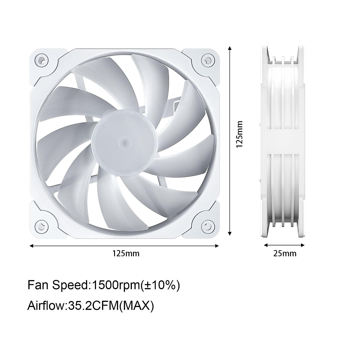 Vetroo 3-Pack Computer Case Fans 120mm Address RGB & PWM Cooling Fans High Performance with Controller Hub - White
