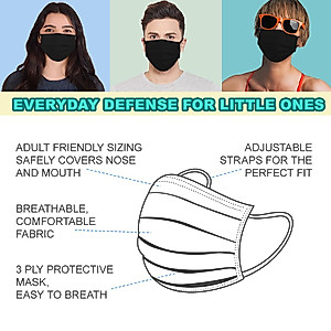BW BEST WAY 100 Pack 3 Ply Disposable/Filter Protection Face Masks for Adult Men Women (Black - 3 Ply)