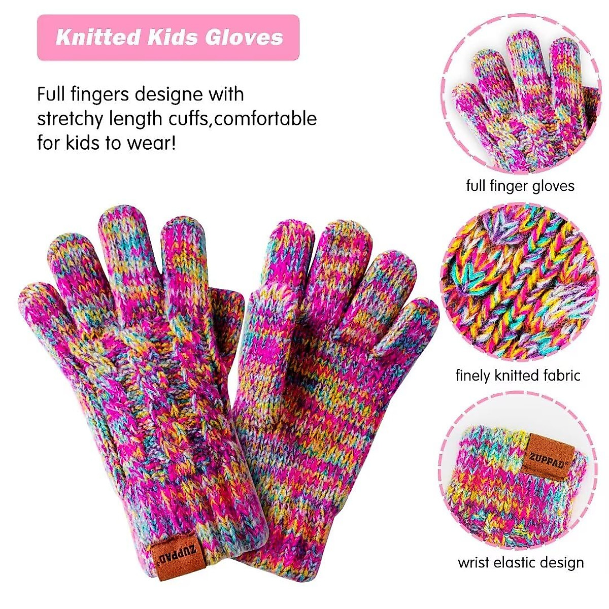 Girls Winter Hat, Gloves & Scarf Set - Fleece Lined with Pom Beanie, Neck Warmer & Mittens for Toddler & Children