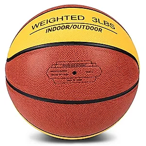 KUYOTQ 3lbs 29.5" Weighted Basketball Composite Indoor Outdoor Heavy Trainer Basketball for Improving Ball Handling Dribbling Passing and Rebounding Skill (deflated, Size 7)