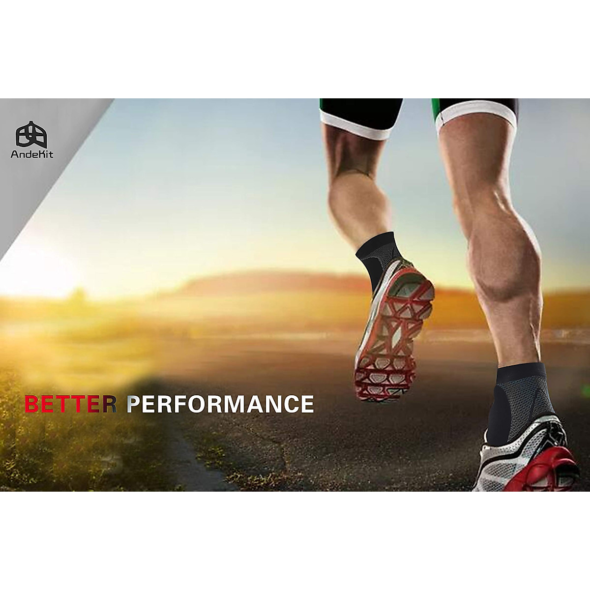 AndeKit Ankle Brace Support,Compression Sleeve(1PR)-relieves Plantar Fasciitis,Achilles tendonitis, sprained,Swelling.Foot Brace-Exercise,Sports,Gym,(L-Black)