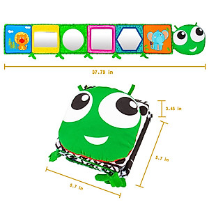 Inbeby Black and White High Contrast Sensory Baby Crib Toys Soft Book, Standable Tummy Time Mirror Toy for Baby Newborn 0 3 6+ Months Brain Development Infant Boy Girl 0 6 Month Multi-Function