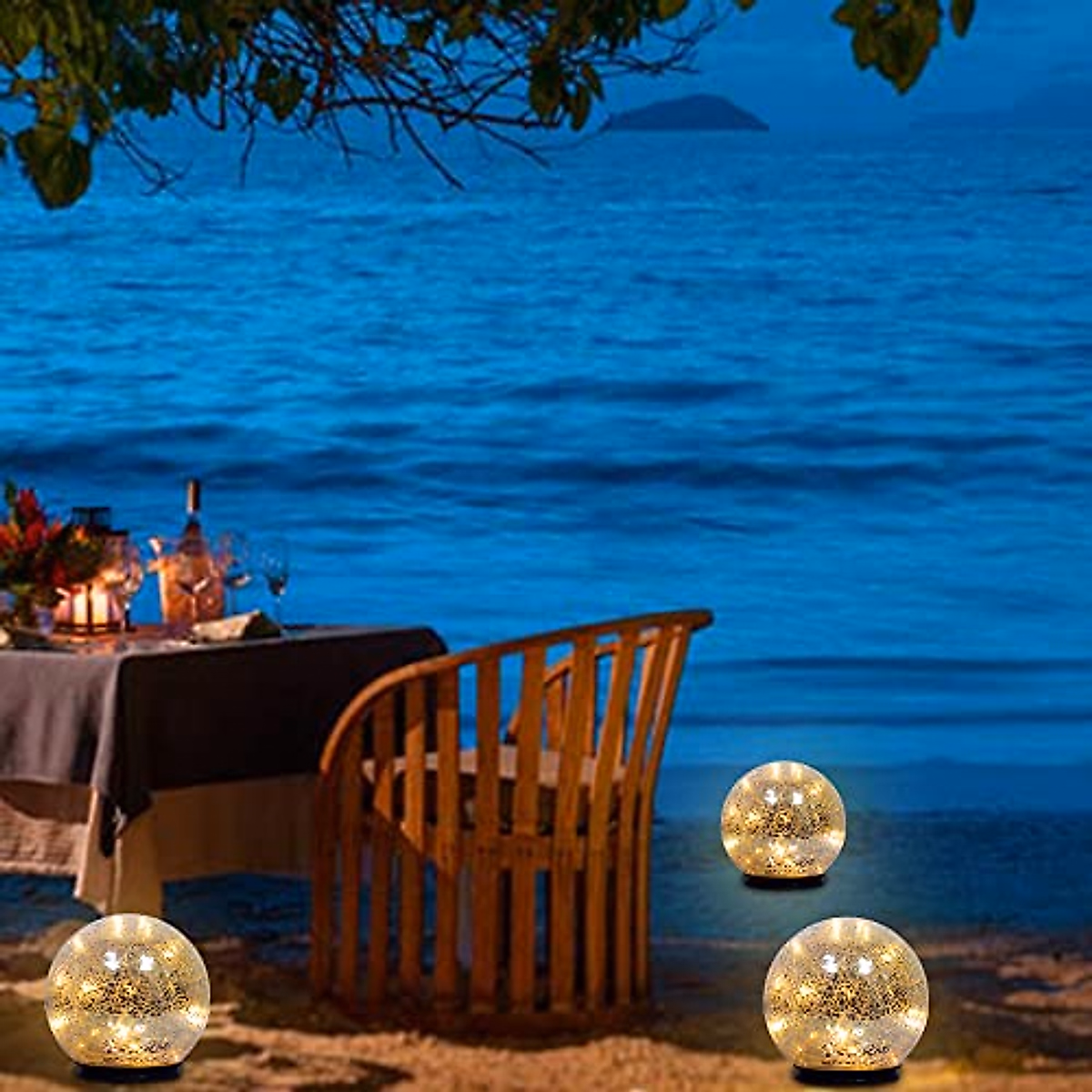 PHITRIC Garden Outdoor Decor Lights, 4 Inch Cracked Glass Ball Light Yard Decor with Timer, Upgraded Weatherproof Warm White LED Globe Lights for Outdoor Decor Pathway Patio Yard Lawn Party