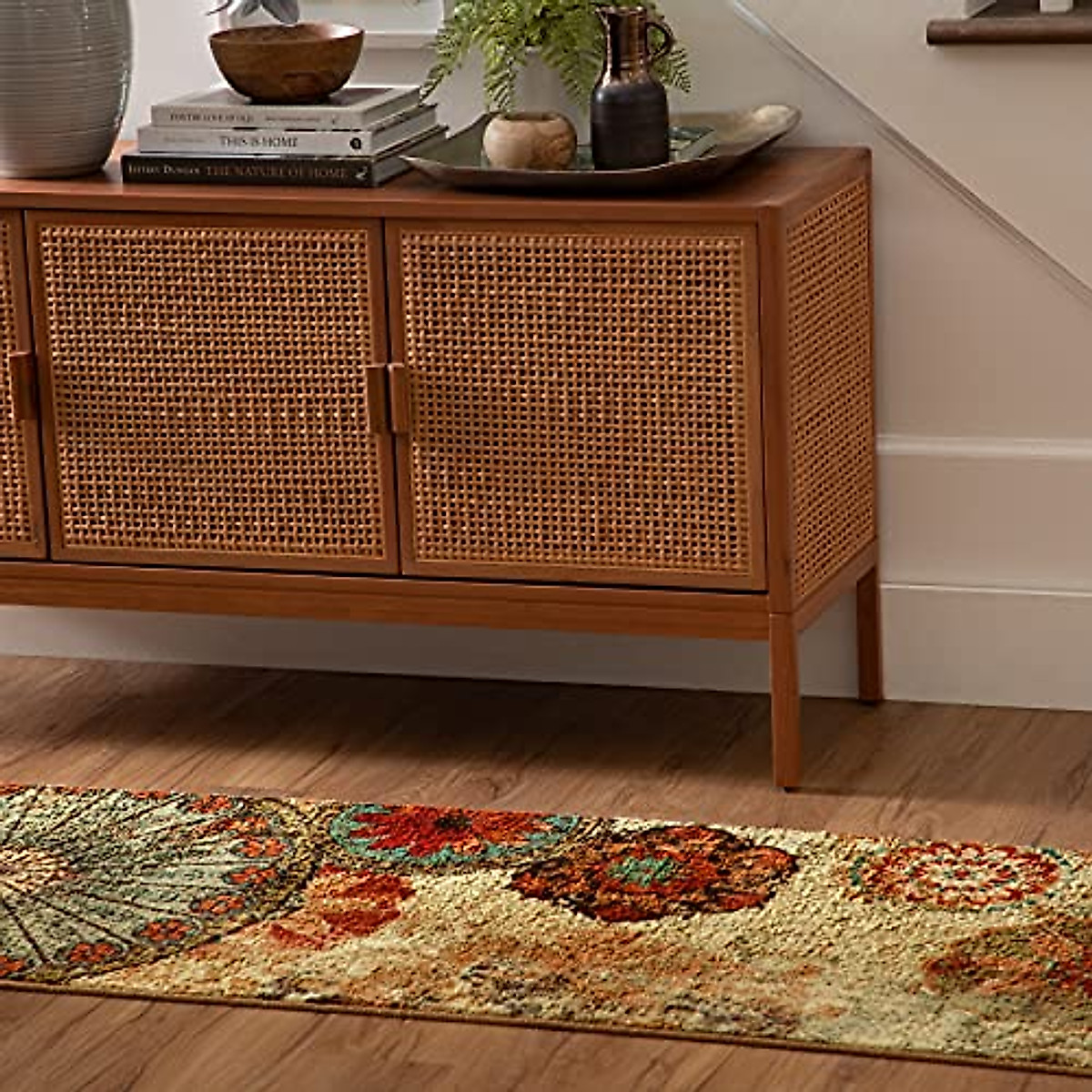 Mohawk Home Caravan Ornamental Floral Medallion 2' x 8' Area Rug - Orange - Perfect for Living Room, Dining Room, Office