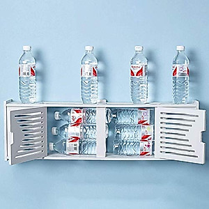 Hoernflk Large Wireless Router Rack Living Room Wall-Mounted WiFi Storage Box Wall Decoration TV Lower Plug-in Shielding Box Set-top Box Shelf-no Punch (L)