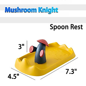 Flilail Spoon Rest,Mushroom Knight Creative Spoon Rest With Lid Holder，Minimalist Pots And Pans Organizer,High-Quality Resin Spoon Rest For Stove Top,Pot Lid Organizer, Interesting Kitchen Gadgets (B)