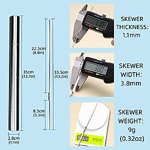 WILLBBQ 304 Stainless Steel Flat Barbecue Skewers,20PCS/40PCS BBQ Kebab Skewers with Portable Metal Storage Tube,Reusable for Grilling Barbecue Kitchen Party and Outdoor Cooking (40)