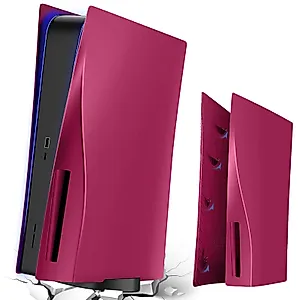 PS5 Faceplate Case PS5 Plate Cosmic Red Replacement Cover for Disc Playstation 5, Hard Shell Case Shockproof Side Plates Skin for PS5 Disc Version Console - Red