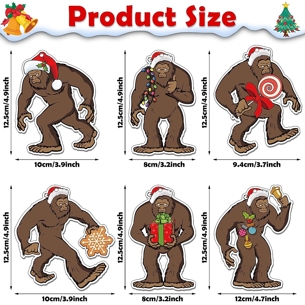 6 Pcs Bigfoot Air Freshener Christmas Bigfoot Sasquatch Gifts Air Freshener Pine Scent Funny Hanging Air Freshener for Father's Day Birthday Christmas Truck Gift Car Accessories
