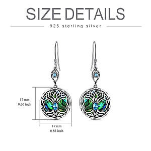 Celtic Tree of Life Earrings Sterling Silver Family Tree Dangle Drop Earrings with Birthstone Crystals, Birthday Jewelry Gifts for Women Her (Simulated Aquamarine)
