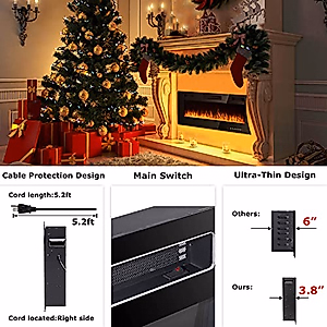 Vitesse 50 inch Ultra-Thin Electric Fireplace in-Wall Recessed and Wall Mounted Fireplace Heater,Linear Fireplace with Multicolor Flame,Timer,Low Noise,750/1500W,Touch Screen & Remote Control(50’’)