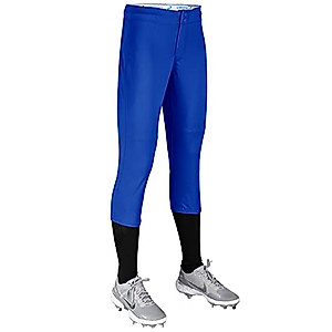 Champro Girls' Standard Fireball Low-Rise Knicker-Style Fastpitch Softball Pants in Solid Color with Reinforced Knees, Royal, Large