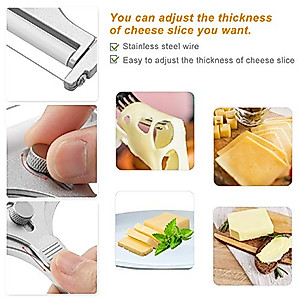 Cheese Slicer with Wire, WarmHut Stainless Steel Cheese Slicer Set and Cheese Cutter Plane for Soft, Semi-hard, Hard Cheeses Kitchen Tool, Set of 2