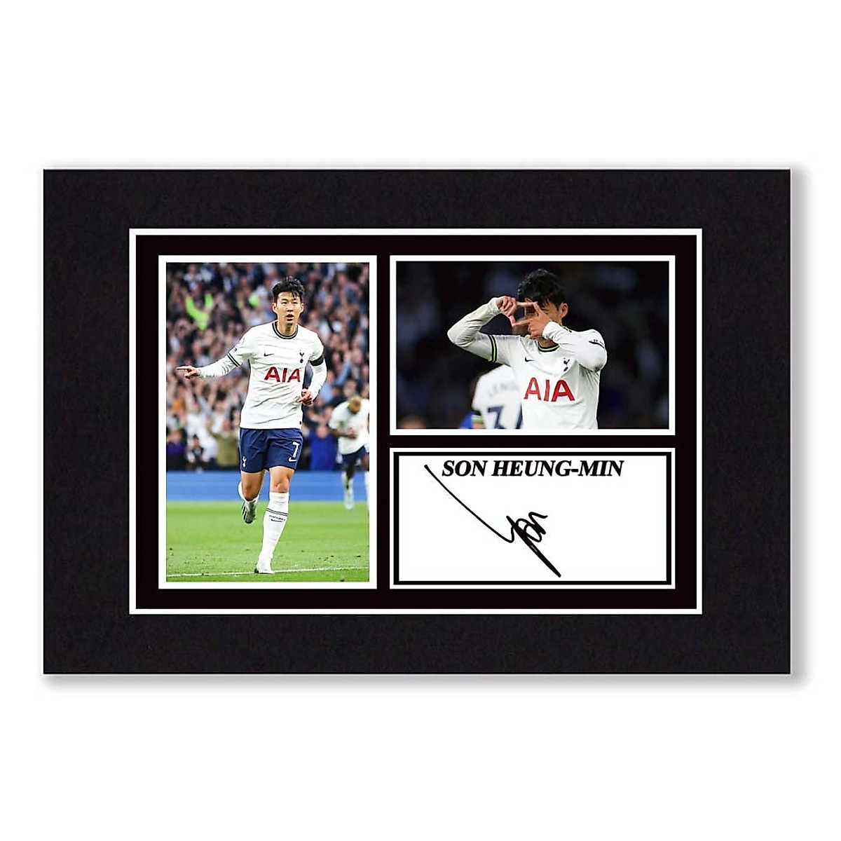 Set Of 4 Tottenham Signed A4 Mounted Photo Prints - Pre Printed Autograph - Ready To Be Framed - Harry Kane, Son Heung Min, Dejan Kulusevski & Richarlison