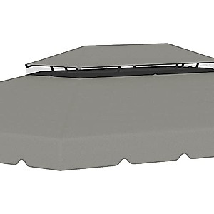 Outsunny 12.8' x 9.5' Gazebo Replacement Canopy, Gazebo Top Cover for 01-0870, 84C-101, 84C-144 with Double Vented Roof for Garden Patio Outdoor (TOP ONLY), Light Gray