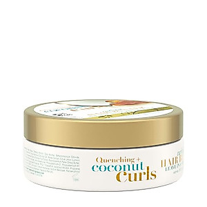 OGX Quenching + Coconut Curls Curling Hair Butter, Deep Moisture Leave-In Hair Mask & Treatment with Coconut Oil, Citrus Oil & Honey, Paraben-Free and Sulfated-Surfactants Free, 6.6 oz
