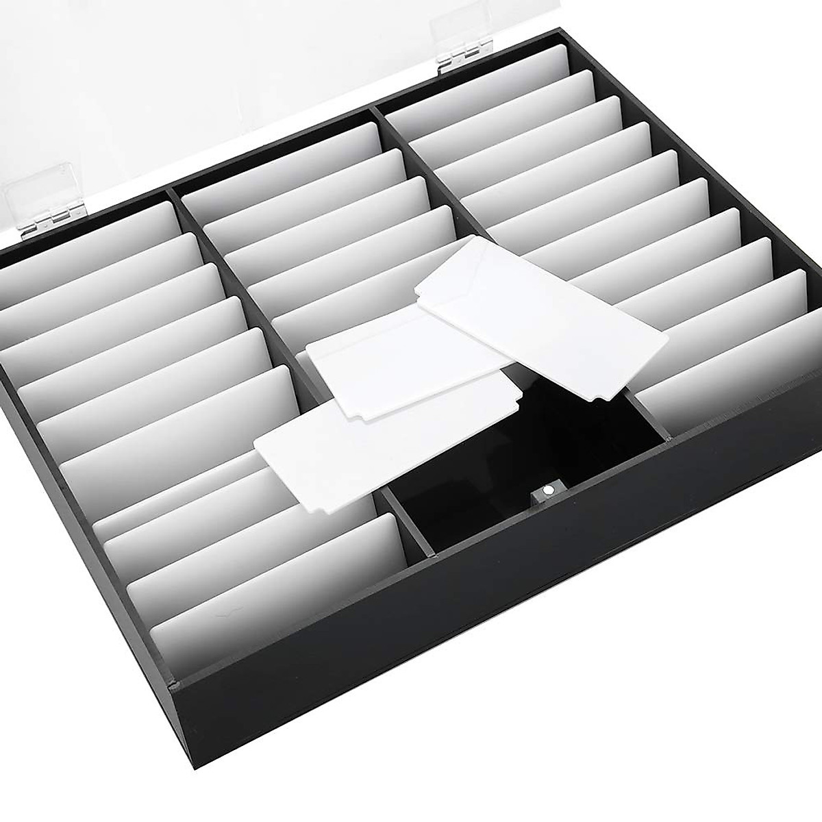 Nail Storage Box, Display Box Nail Art Decoration Container Empty Nail Tips Storage Box Fake Nail Display Case(Black)