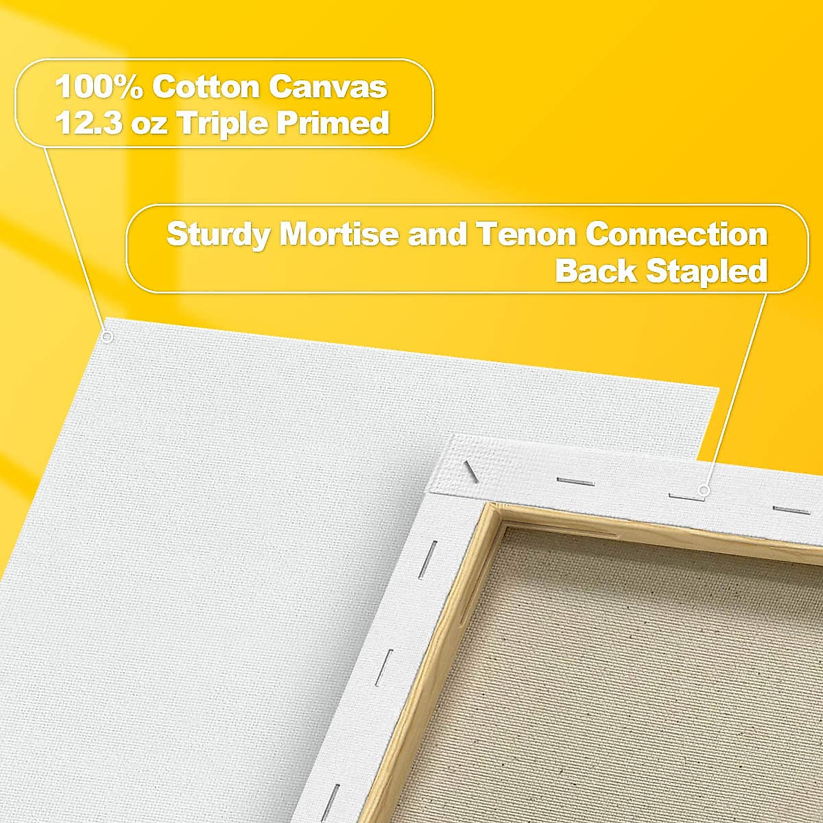 Stretched Canvases for Painting 5 Pack 16x20 Inch, 100% Cotton 12.3 oz Triple Primed Painting Canvas, 3/4" Profile Acid-Free Large Paint Canvas Blank Canvas for Acrylic Pouring Oil Watercolor Painting