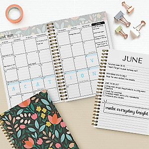 Academic Planner Yearly Monthly Weekly Daily Large Calendar Organizer by Bright Day Spiral Bound Dated Agenda Flexible Cover Notebook, June 2022 - July 2023, 8.25 x 6.25, Black Floral