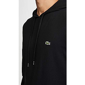 Lacoste mens Long Sleeve Hooded Jersey Cotton T-shirt Hoodie T Shirt, Black, Large US
