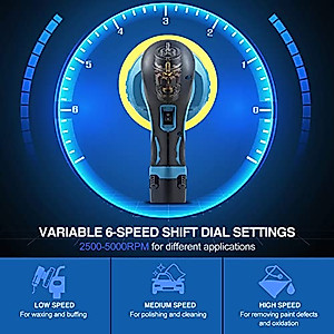 Saker Mini Cordless Buffer Polisher - 6 Inch Portable Polishing Machine Kit for Car Detailing, with 1PC 12V 2000mAh Rechargeable Battery, Extra 10 PCS Attachments