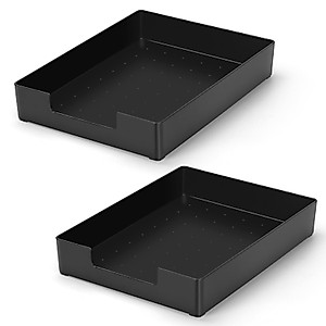 Stackable Letter Tray Paper Organizer, A4 Size Desk Holder for Letter Paper/Stationery/Desk Accessories, Black Holder File Organization for Office, School, Home Storage (2 Pack)
