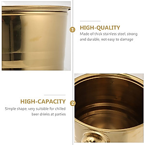Sewroro Stainless Steel Ice Bucket Beer Whisky Cooling Containers Tiger Head Ice Bucket Wine Champagne Bucket Bar Party Favor- 3L (Golden)