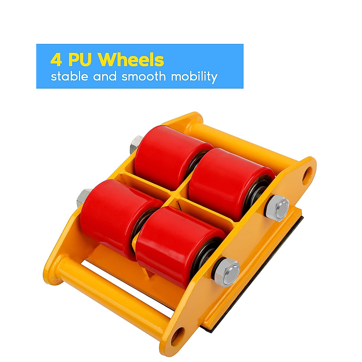 Dollate 6T 13200lbs Machine Skates Heavy Duty Machine Dolly Skate Machinery Moving Skate with 360° Rotation Cap & 4 PU Rollers, Machinery Mover for Industrial Moving Equipment, Yellow