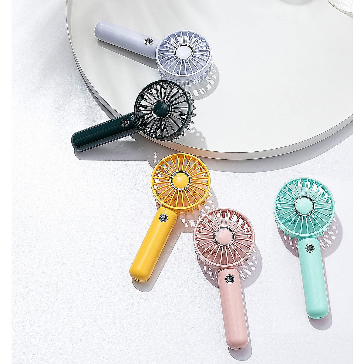 RNKRUN Portable Mini Fan, HandHeld Small Personal Battery Operated Fan Quiet usb Rechargeable 3 Speed makeup Lash Fan for Outside Travel Patios Indoor Shop Women Men Kids Girl Eyelash, pink