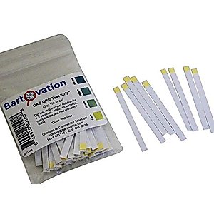 Restaurant Quaternary Ammonium (QAC, Multi Quat) Sanitizer Test Strips, 0-400 ppm [Bag of 100 Plastic Strips]